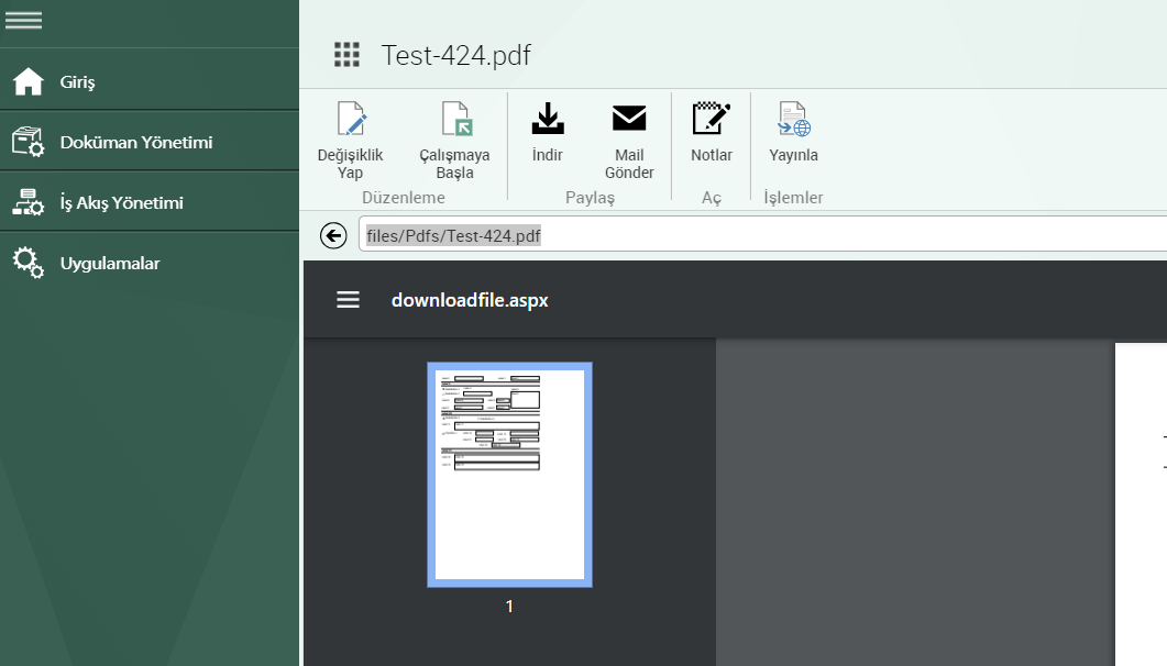 Menüde Dosya Görüntüleme | Bimser